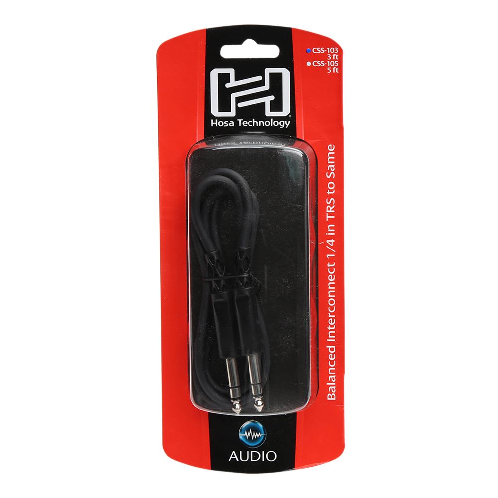 Hosa Technology Stereo 1/4" Male Phone to 1/4" Male Phone TRS Cable - 3 ...