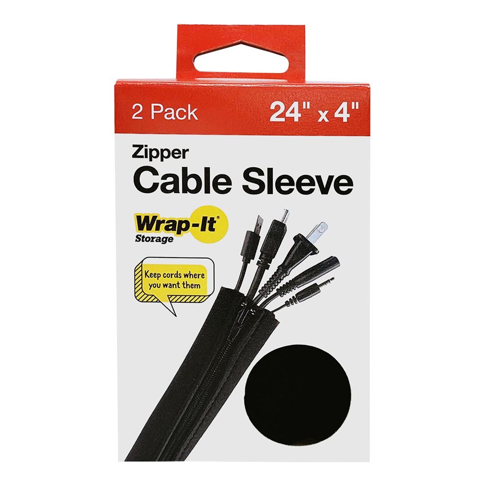 Wrap-It Cable Zipper Sleeve - 24-in. (2-Pack) - Micro Center