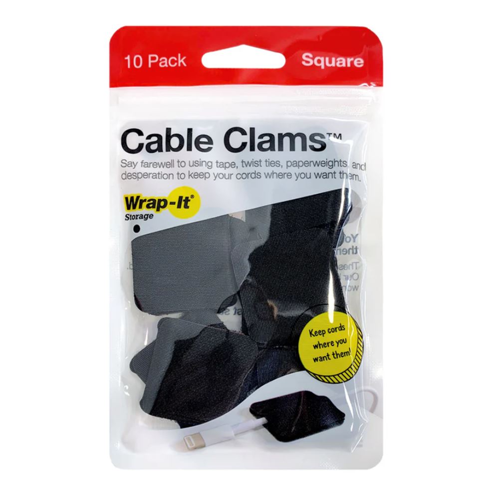 Wrap-It Cable Clams Square (10-Pack) Black - Micro Center