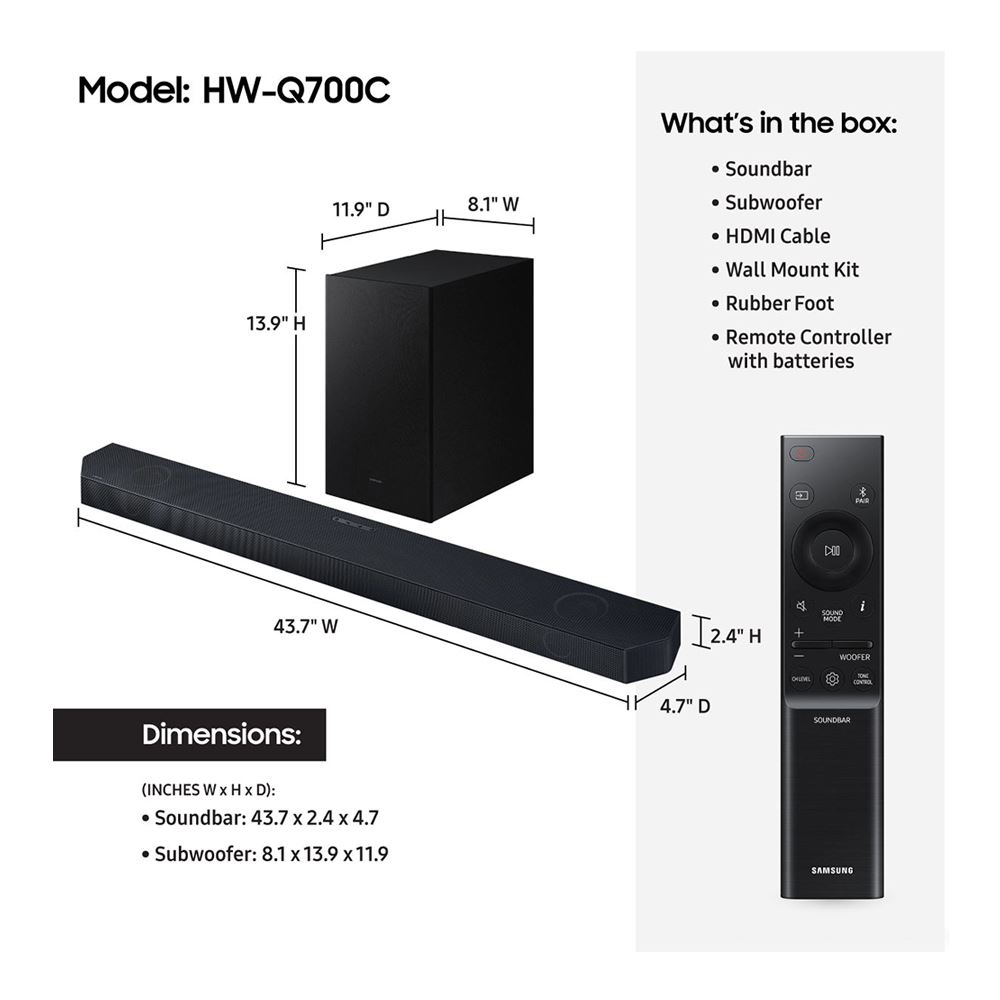Samsung HW-Q700C 3.1.2 Channel Home Theater System - Black - Micro Center