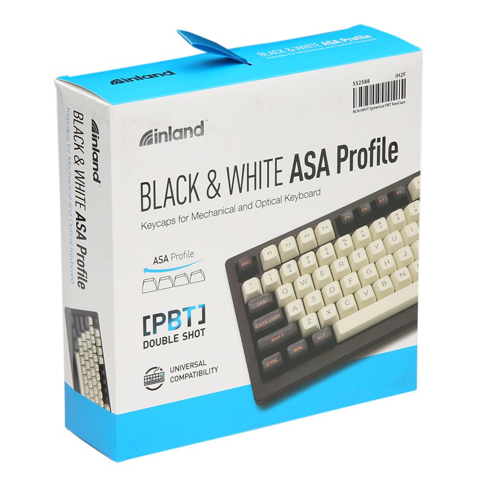 Inland Spherical PBT Keycap Set - Black & White - Micro Center