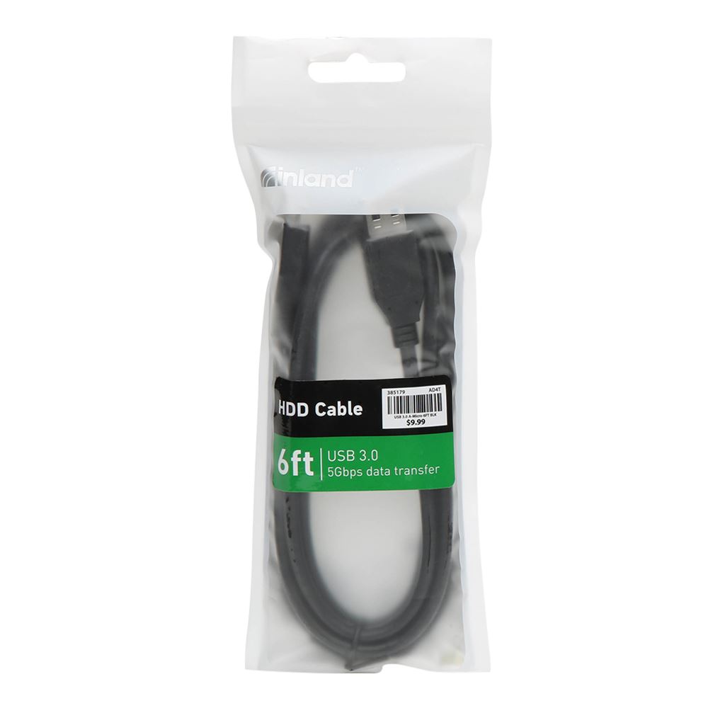 Inland USB Type-A to Micro USB Adapter (Black) - 6 ft. - Micro Center