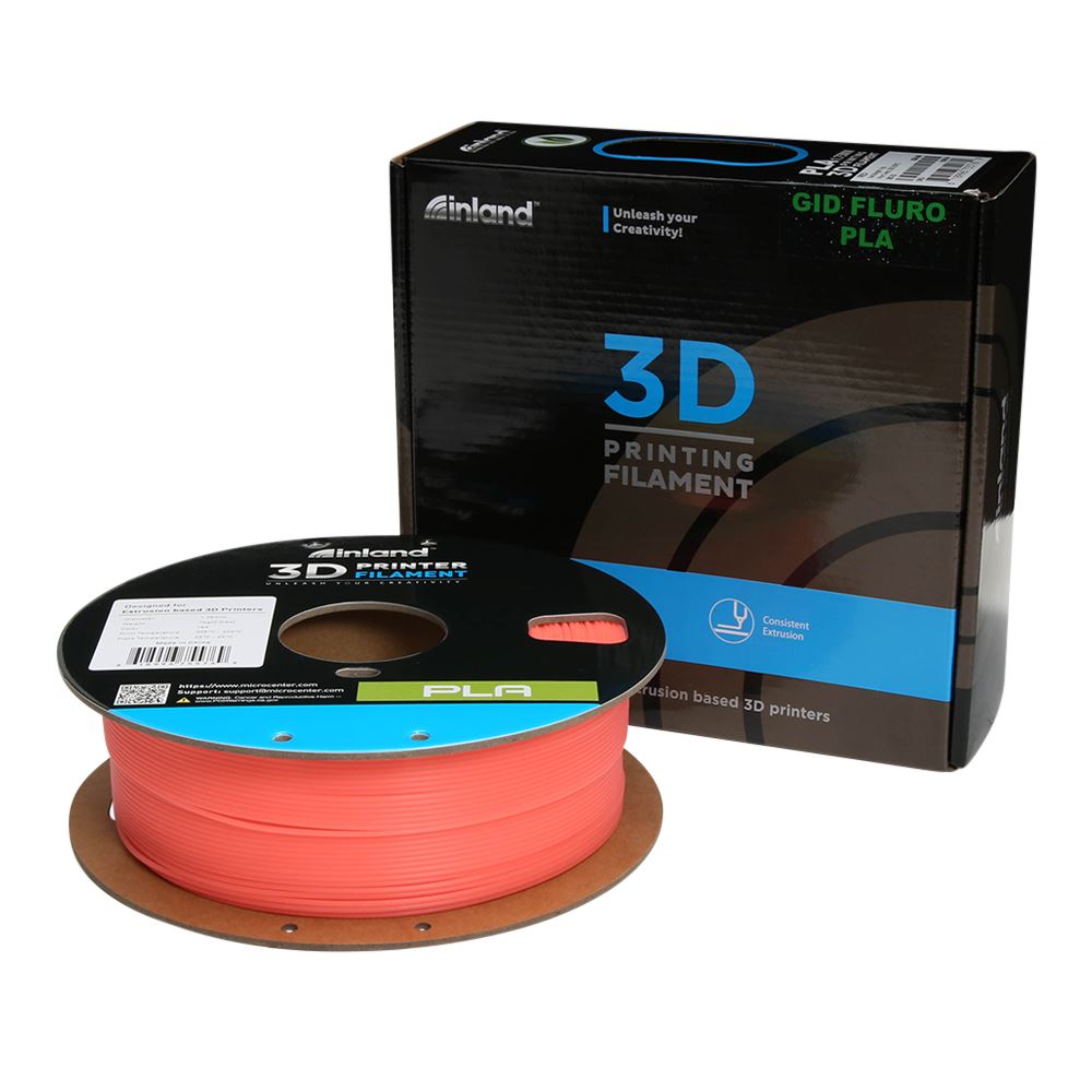 Inland 1.75mm Glow in Dark Fluorescent PLA Filament 1kg Spool (2.2lbs ...