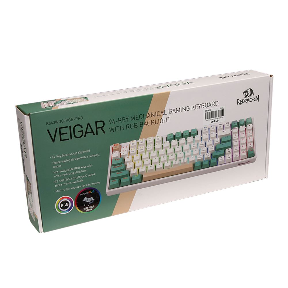 Redragon K643 Veigar 90% Customizable RGB Wireless Mechanical Gaming ...