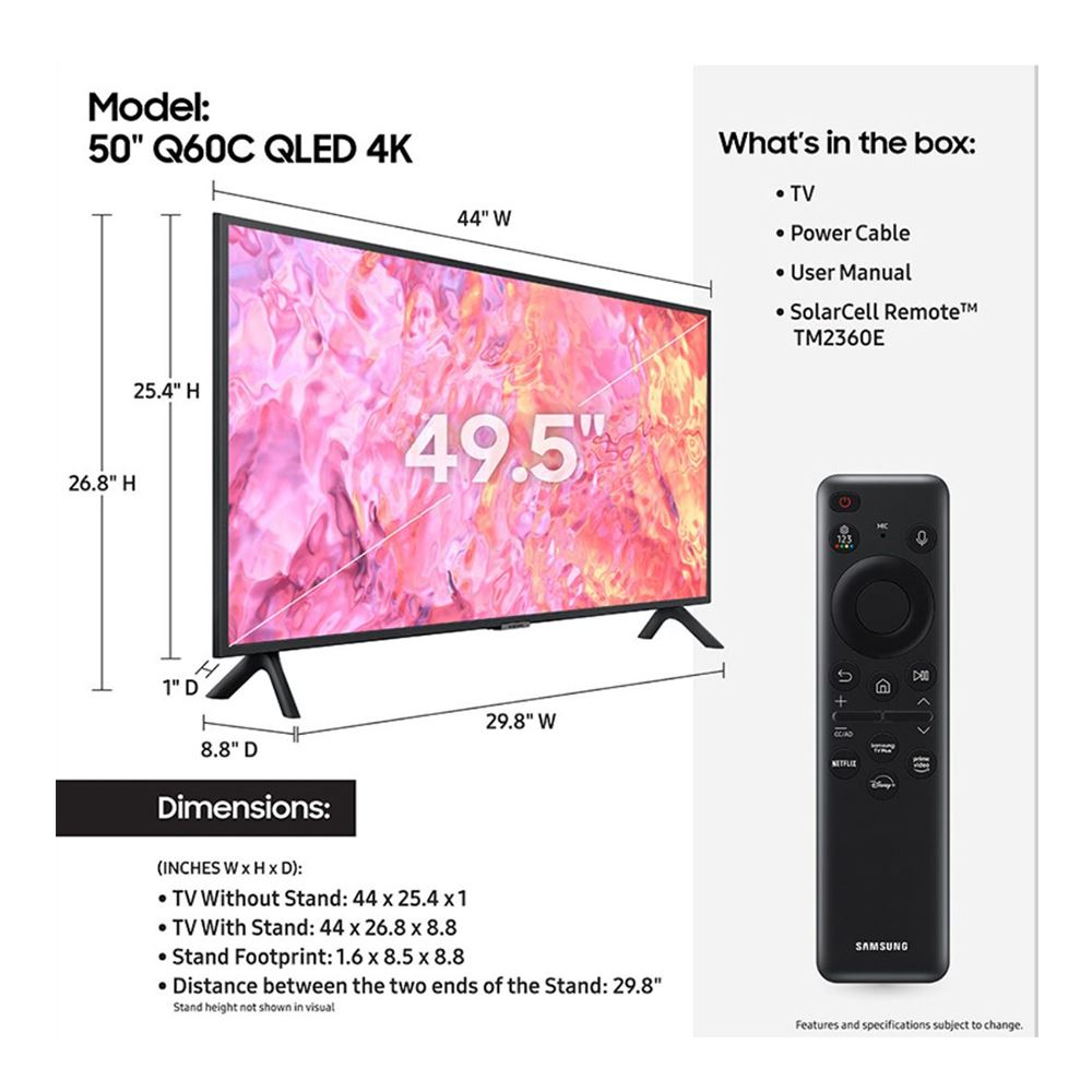 Samsung QN50Q60C 50" Class (49.5" Diag.) 4K Ultra HD Smart LED TV ...