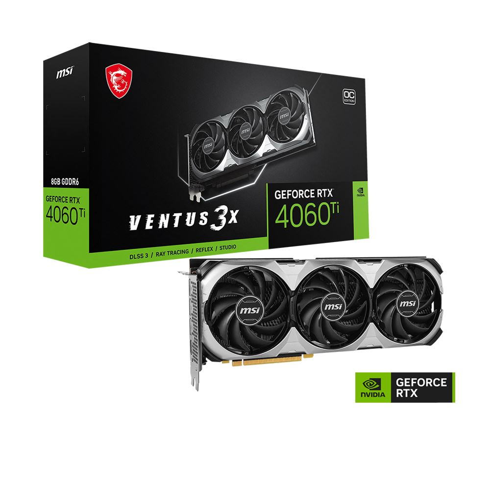 MSI NVIDIA GeForce RTX 4060 Ti Ventus 3X Overclocked Triple Fan 8GB ...