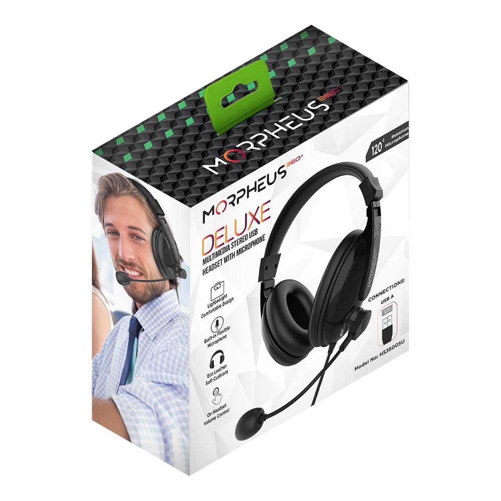 Morpheus 360 Deluxe Multimedia Stereo USB Headset - Black - Micro Center