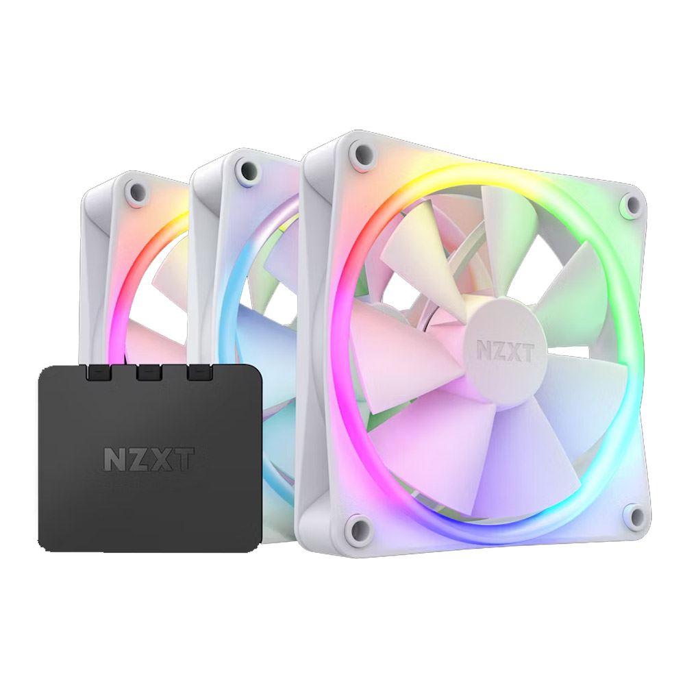NZXT F120 RGB Fluid Dynamic Bearing 120mm Case Fan - White 3 Pack ...