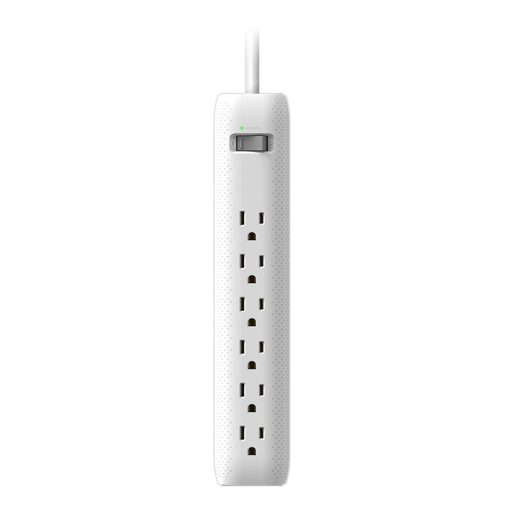 Inland Surge Protector Power Strip - White; 6 Outlets; 1080 Joules; 6 ...