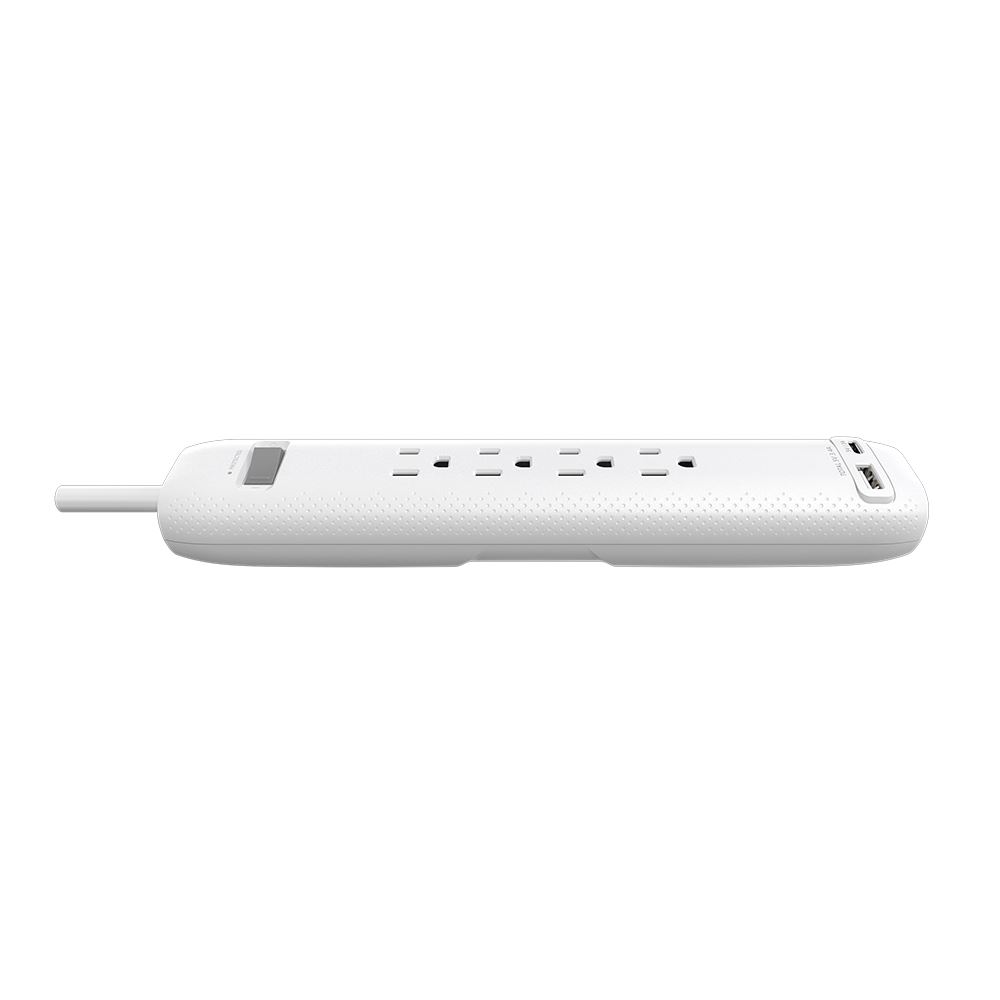Inland Surge Protector Power Strip - White; 4 Outlets; 1080 Joules; 6 ...