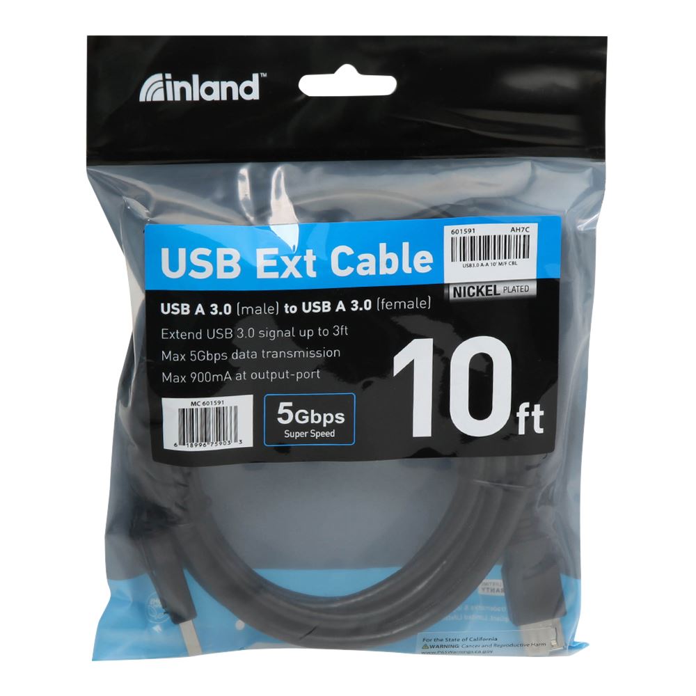Inland USB3.0 A to A 10FT Male to Female Cable - Micro Center