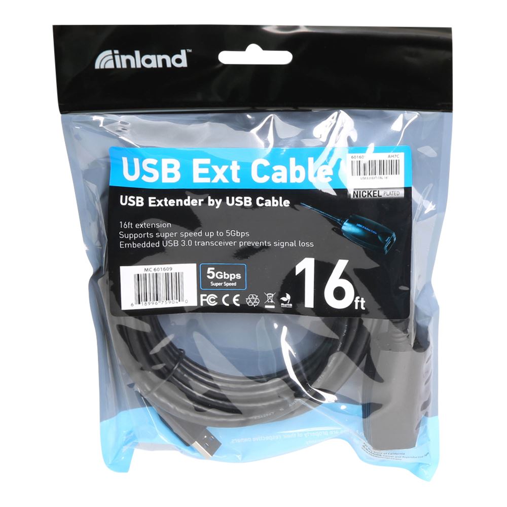 Inland USB3.0 extension Cable 16.5 ft - Micro Center