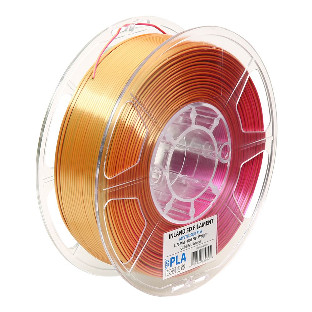Inland 1.75mm PLA Silky 3D Printer Filament Triple Color 1.0 kg (2.2 ...