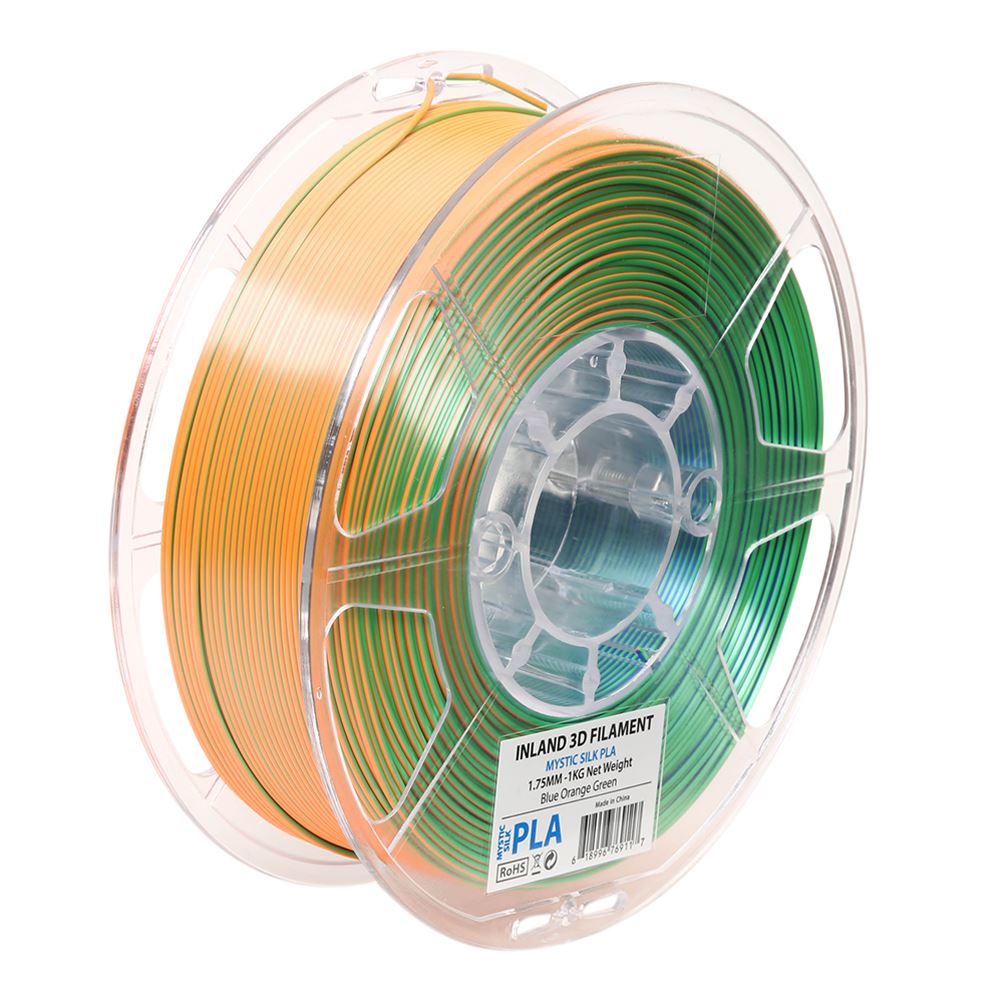 Inland 1.75mm PLA Silky 3D Printer Filament Triple Color 1.0 kg (2.2 ...