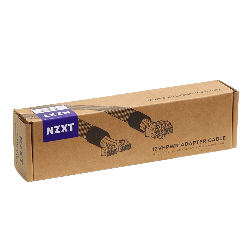 NZXT 12VHPWR Adapter Cable; 16-Pin to Dual 8-Pin 12VHPWR PCIe 5.0 PSU ...