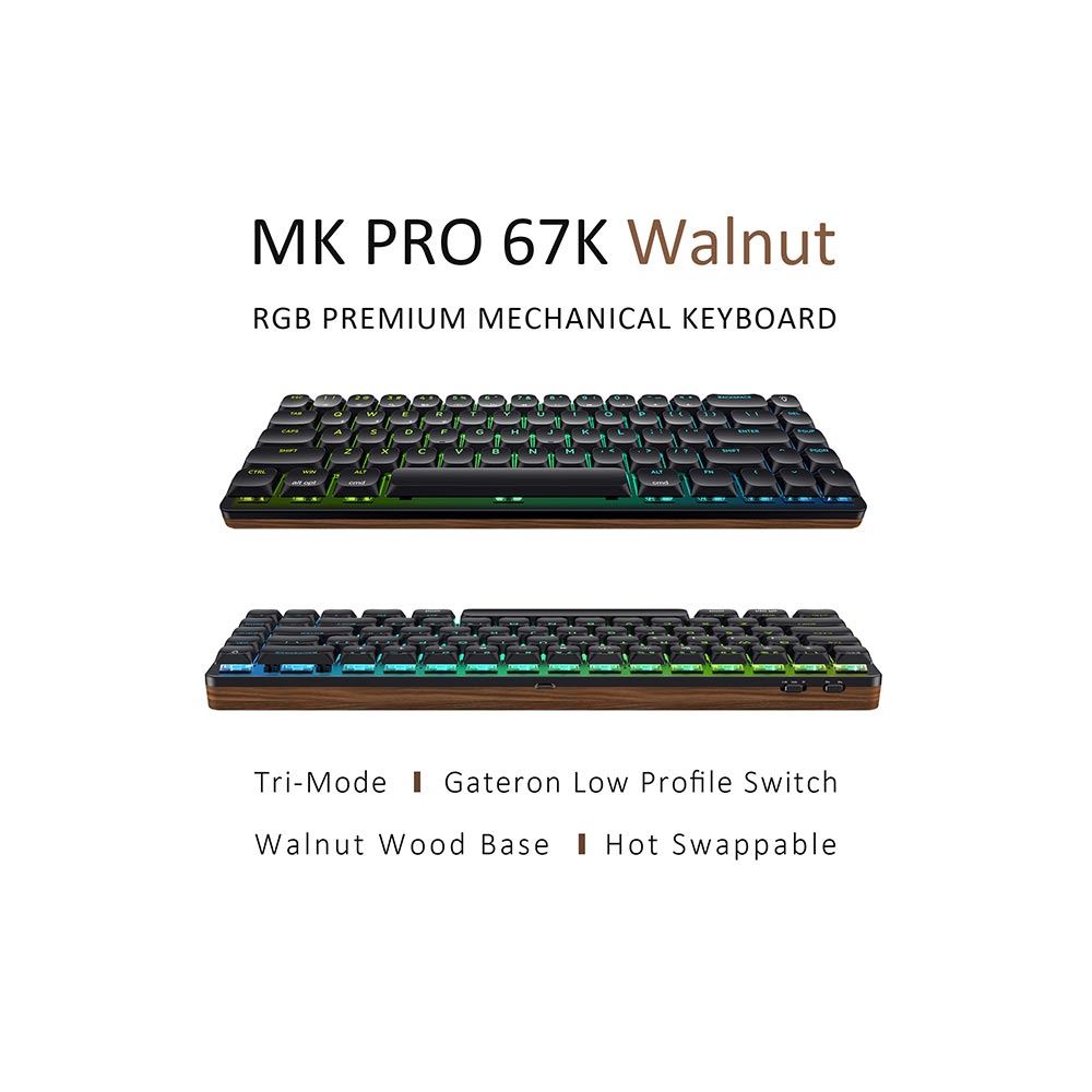 Inland K67 Wireless Low Profile RGB Mechanical Keyboard - Walnut ...