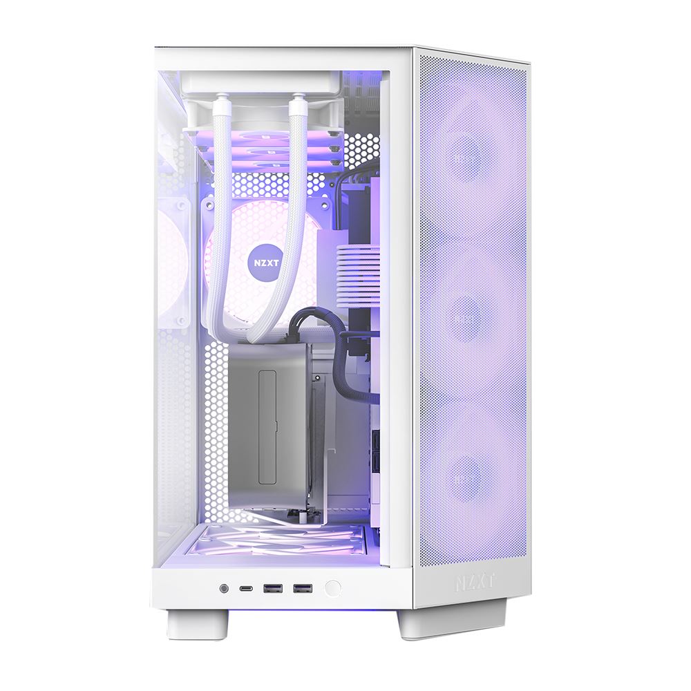 NZXT H6 Flow RGB Tempered Glass ATX Mid-Tower Computer Case - White ...