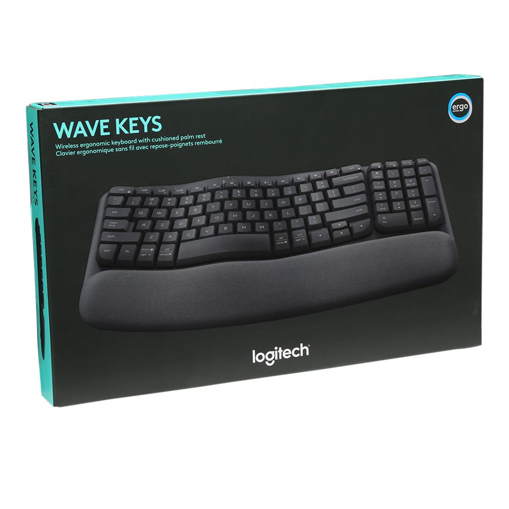 Logitech Wave Keys Ergonomic Wireless Keyboard - Graphite - Micro Center