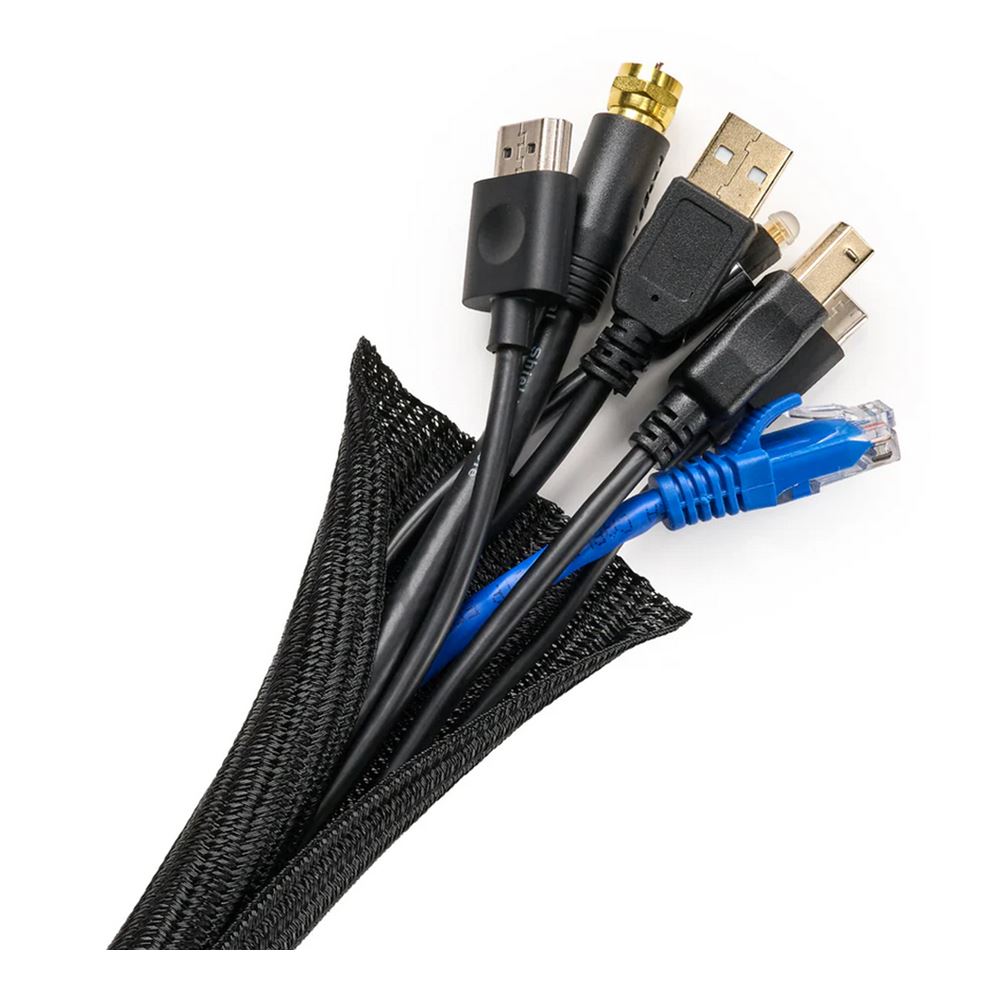 Wrap-It Mesh Cable Sleeve - 10' x 0.75" (Black) - Micro Center