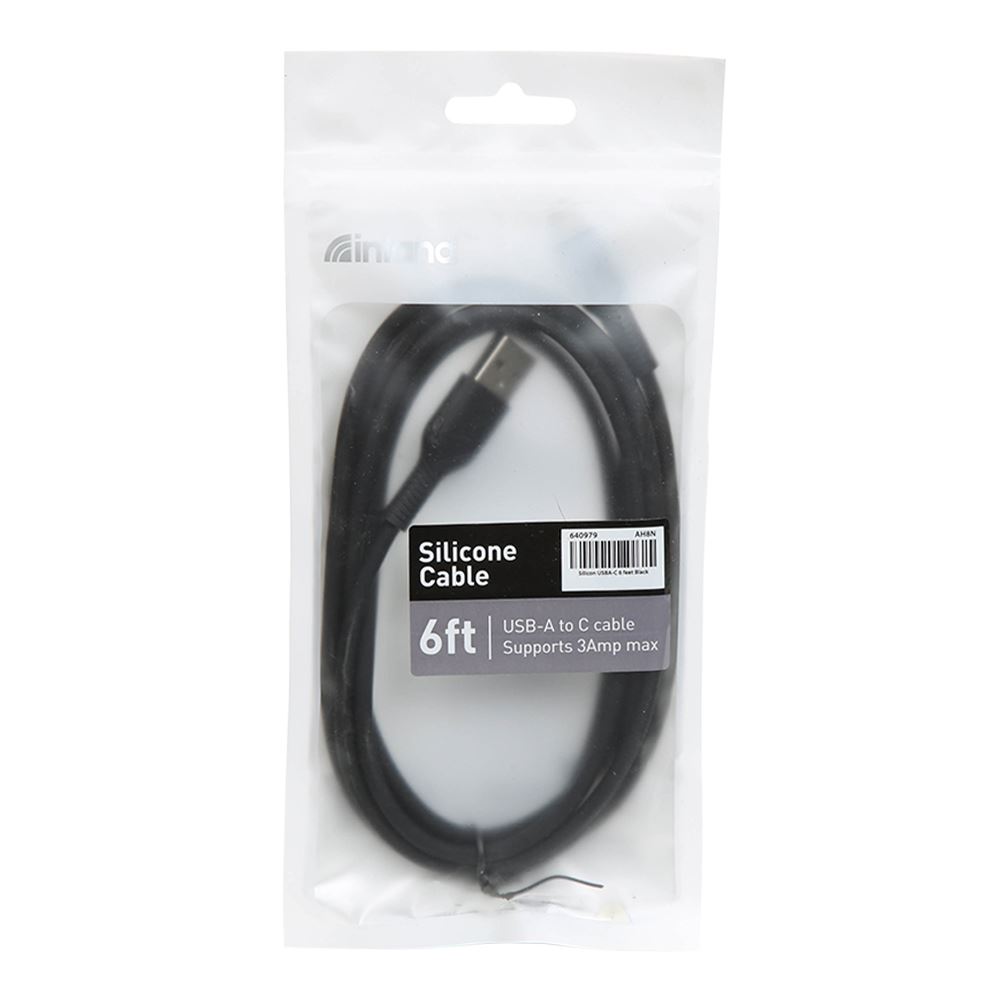 Inland Silicon USB Type-A to Type-C 6 ft - Black - Micro Center