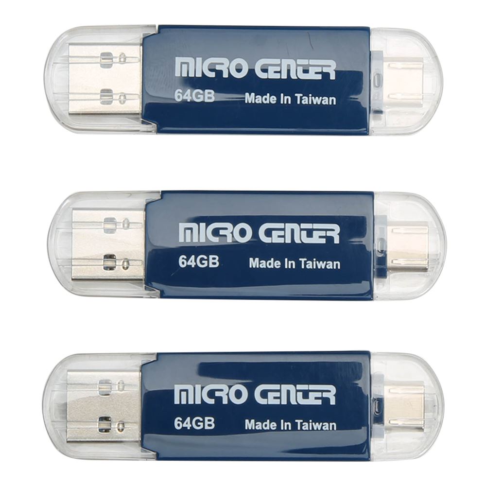 Micro Center 64GB Dual SuperSpeed USB 3.2 (Gen 1) Flash Drive - Blue (3 ...