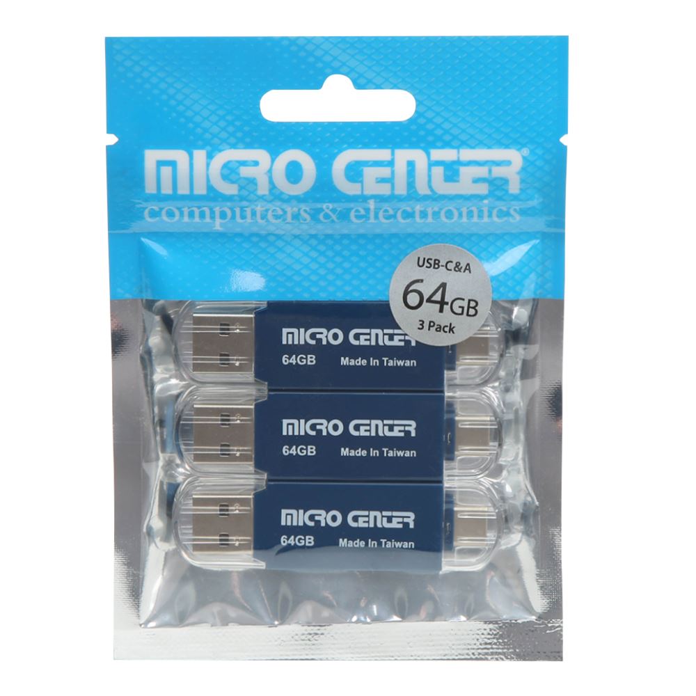 Micro Center 64GB Dual SuperSpeed USB 3.2 (Gen 1) Flash Drive - Blue (3 ...