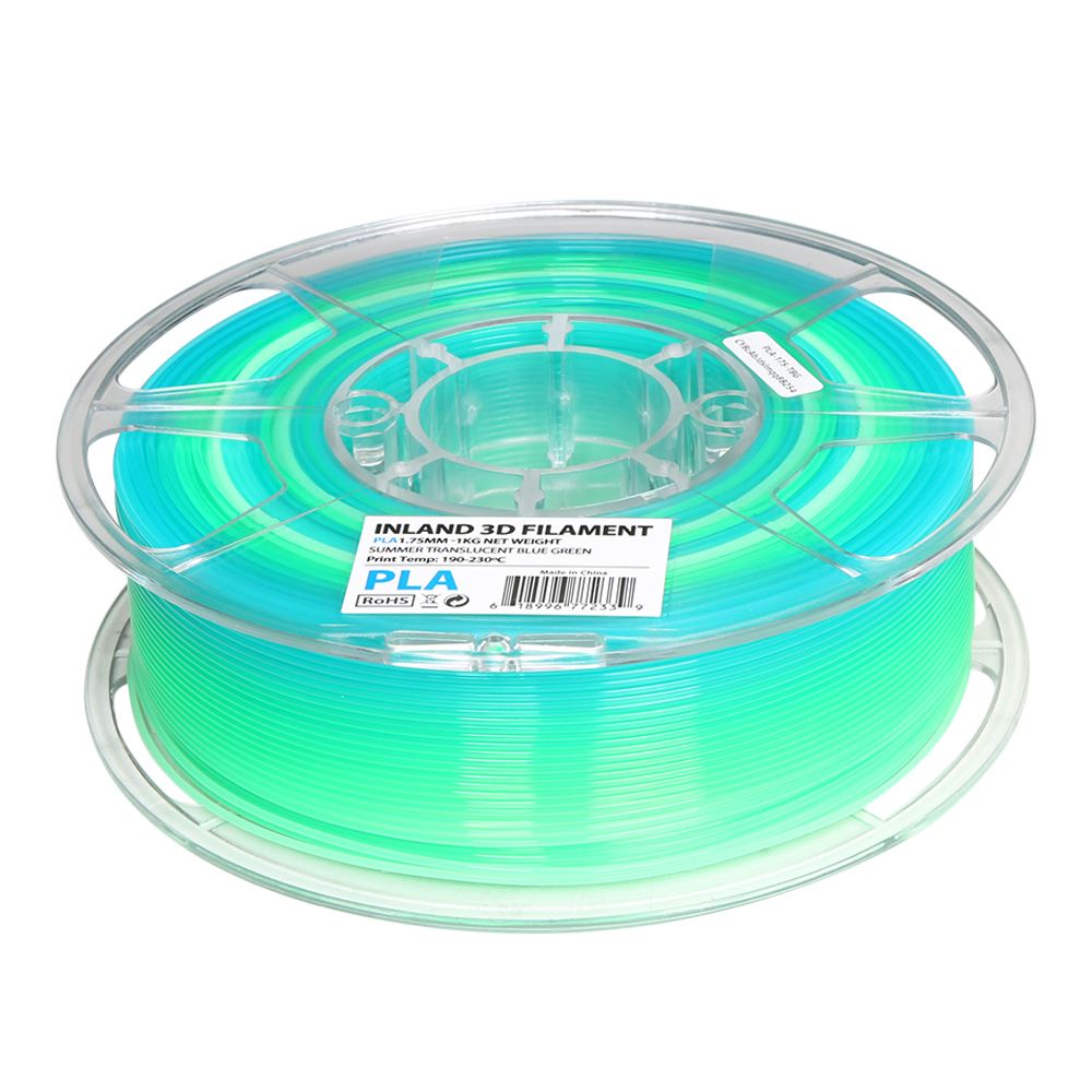 Inland 1.75mm PLA Translucent 3D Printer Filament Summer Gradient Color ...