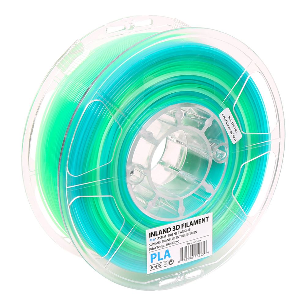 Inland 1.75mm PLA Translucent 3D Printer Filament Summer Gradient Color ...