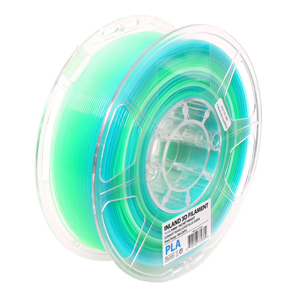 Inland 1.75mm PLA Translucent 3D Printer Filament Summer Gradient Color ...