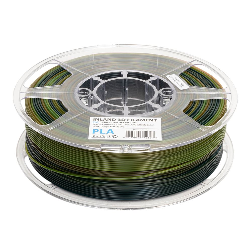 Inland 1.75mm PLA Translucent 3D Printer Filament Spring Gradient Color ...
