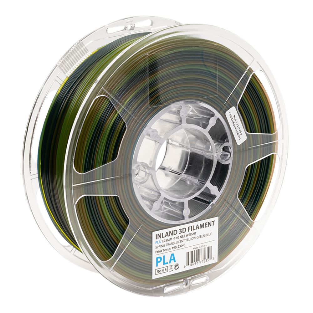 Inland 1.75mm PLA Translucent 3D Printer Filament Spring Gradient Color ...