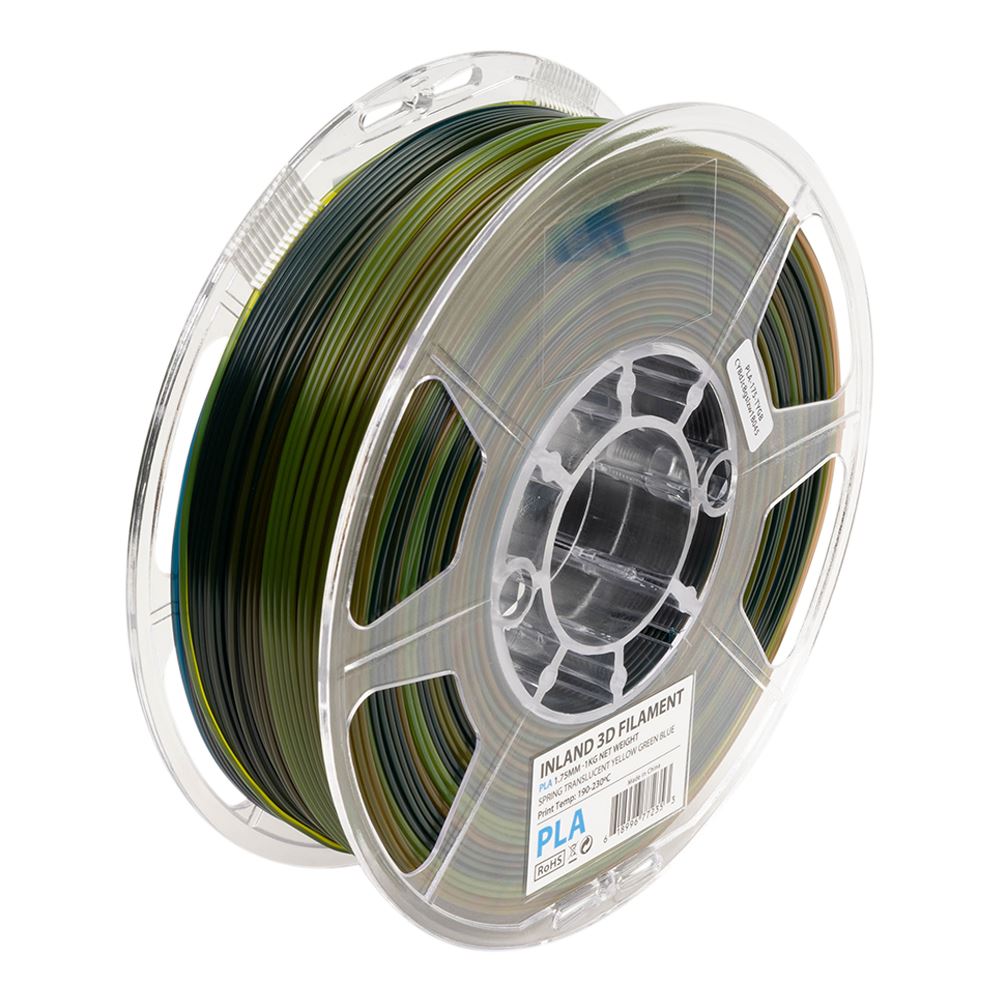 Inland 1.75mm PLA Translucent 3D Printer Filament Spring Gradient Color ...