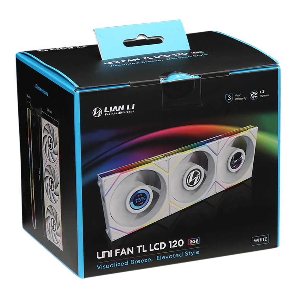 Lian Li TL LCD Regular Fluid Dynamic Bearing 120mm Case Fan - White 3 ...