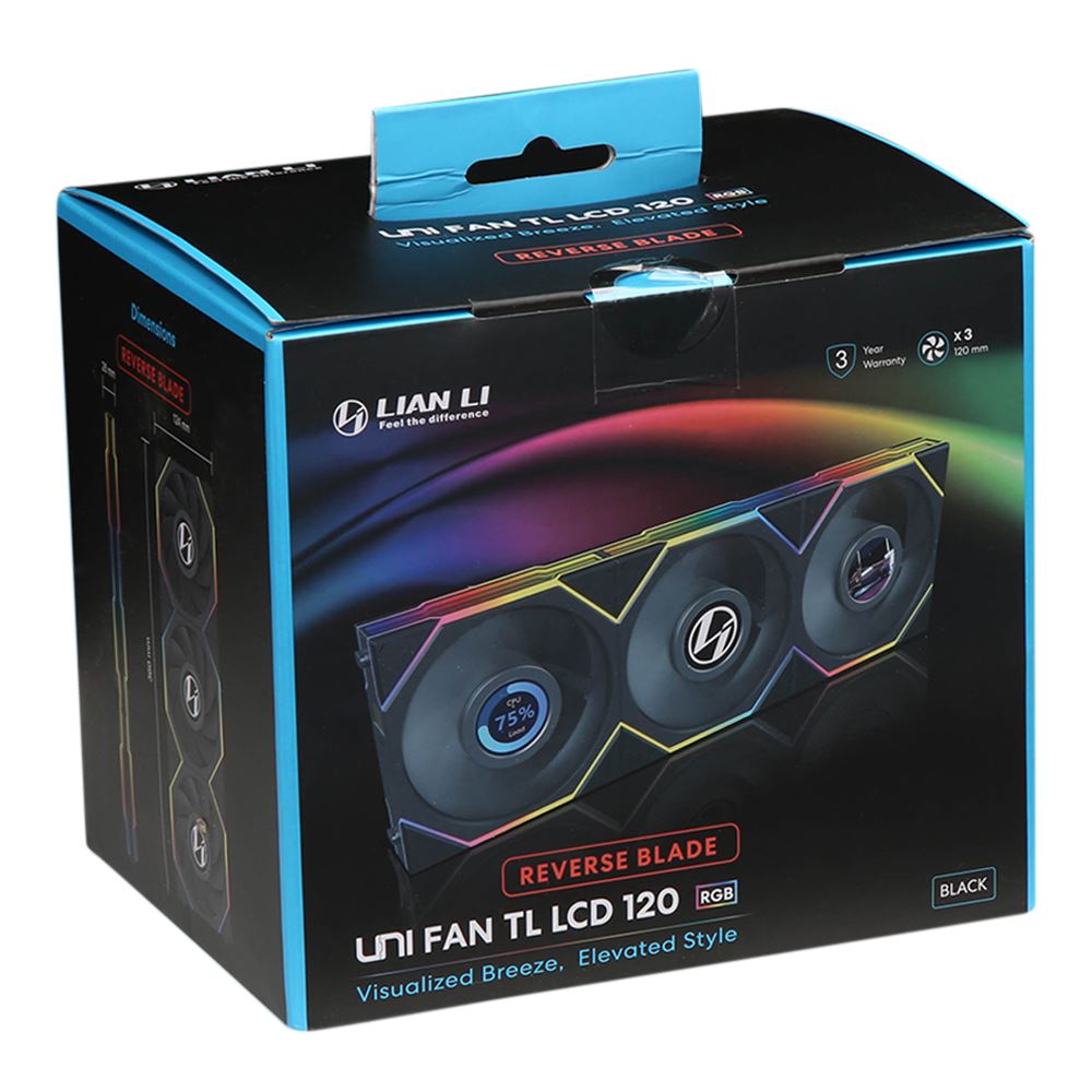 Lian Li TL LCD Reverse Fluid Dynamic Bearing 120mm Case Fan - Black 3 ...