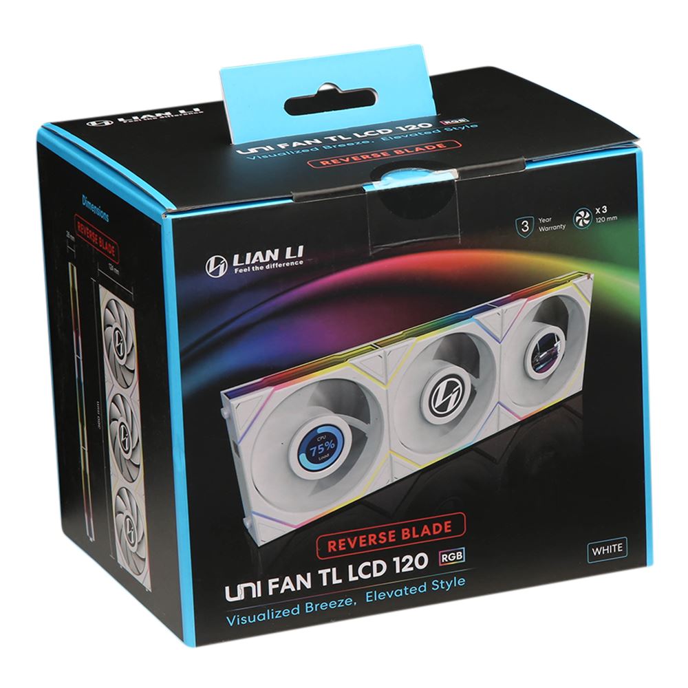 Lian Li TL LCD Reverse Fluid Dynamic Bearing 120mm Case Fan - White 3 ...