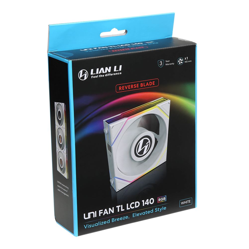 Lian Li TL LCD Reverse Fluid Dynamic Bearing 140mm Case Fan - White ...