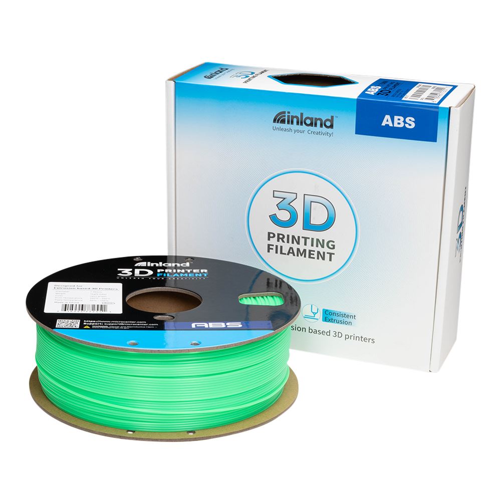 Inland 1.75mm ABS 3D Printer Filament 1.0 kg (2.2 lbs.) Cardboard Spool ...
