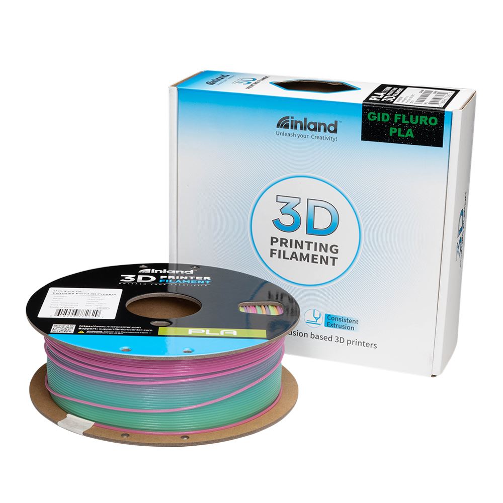 Inland 1.75mm Glow in Dark Fluorescent Multi-Colored PLA Filament 1kg ...