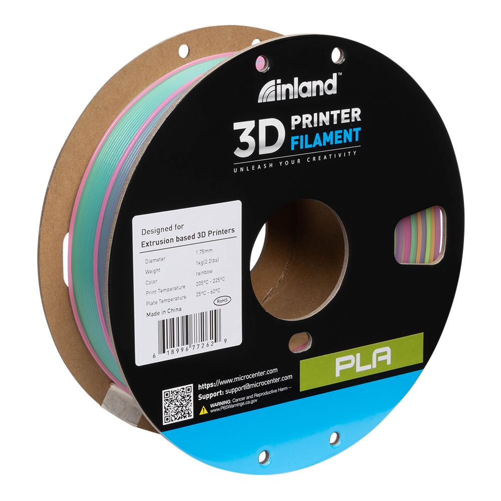 Inland 1.75mm Glow in Dark Fluorescent Multi-Colored PLA Filament 1kg ...