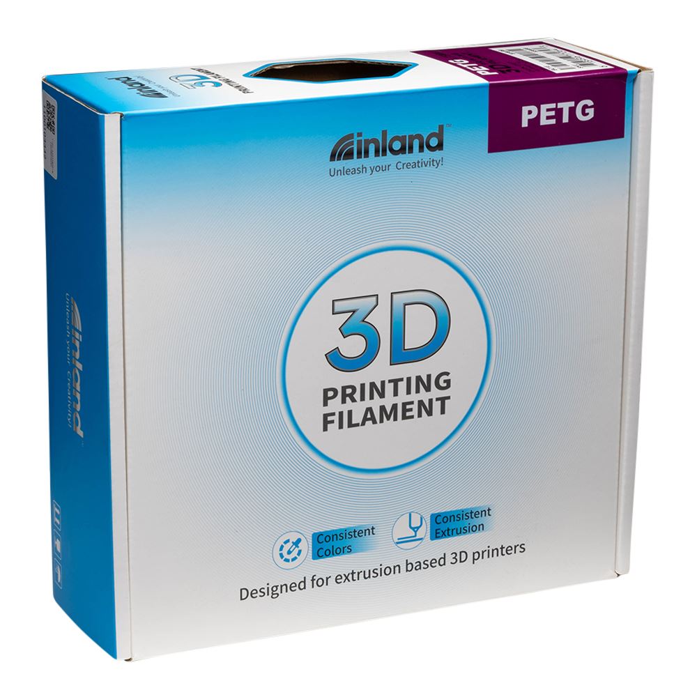 Inland 1.75mm PETG 3D Printer Filament 1kg Plastic Spool (2.2 lbs) - Dark Gray; Dimensional ...