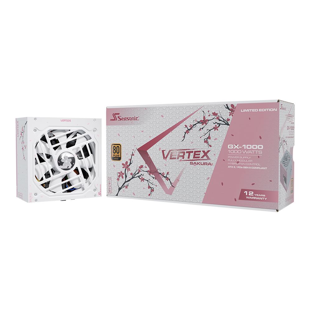 Seasonic USA VERTEX GX-1000 Sakura Edition 1000 Watt 80 Plus Gold ATX ...