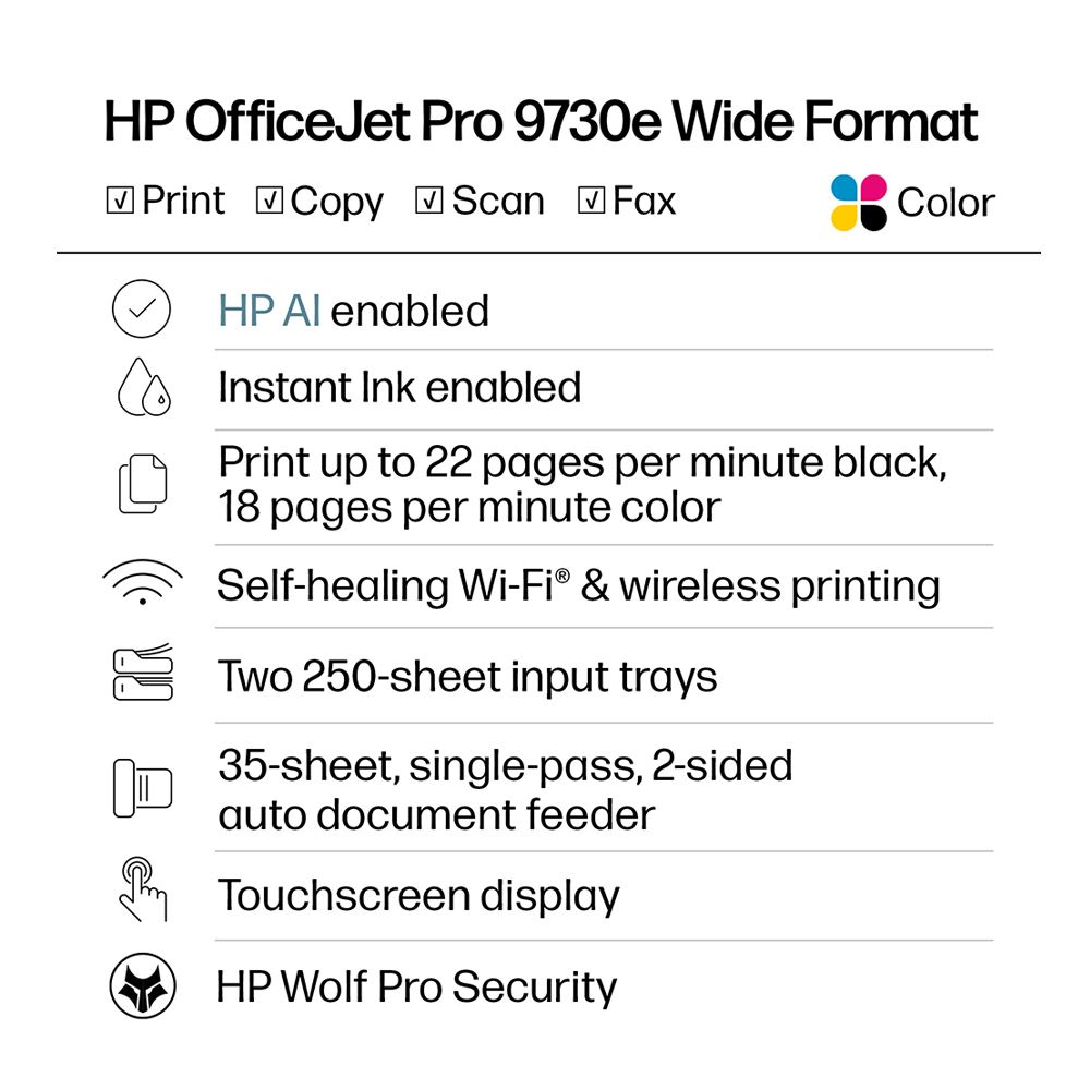 HP OfficeJet Pro 9730e Wide-format Printer - Micro Center