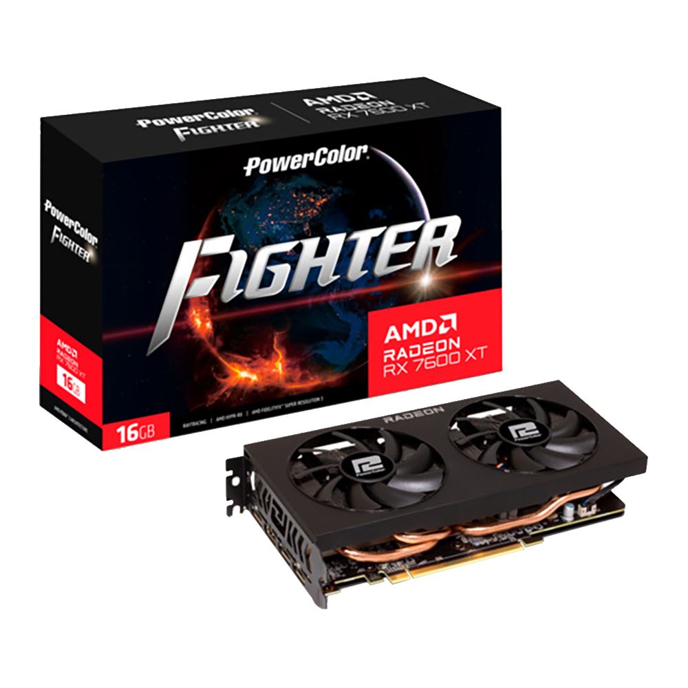 PowerColor AMD Radeon RX 7600 XT Fighter Dual Fan 16GB GDDR6 PCIe 4.0 ...