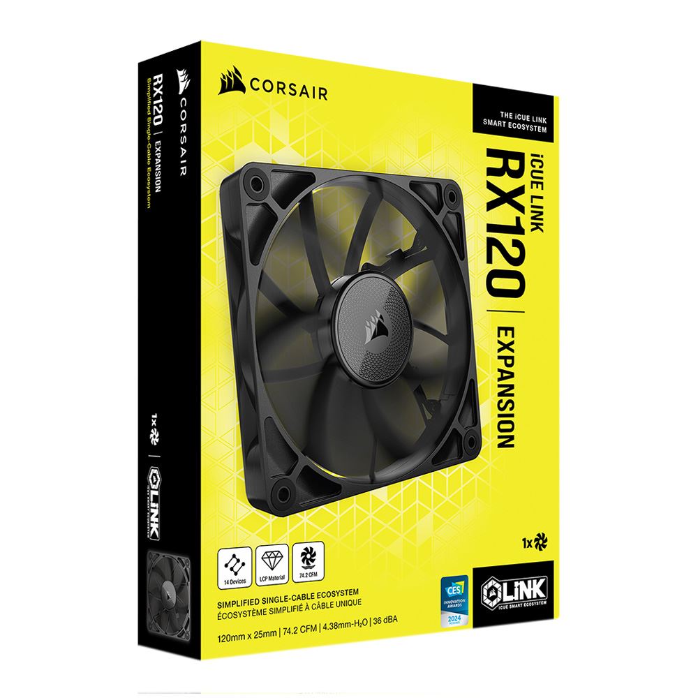 Corsair iCUE LINK RX120 Magnetic Dome Bearing 120mm Case Fan - Black ...
