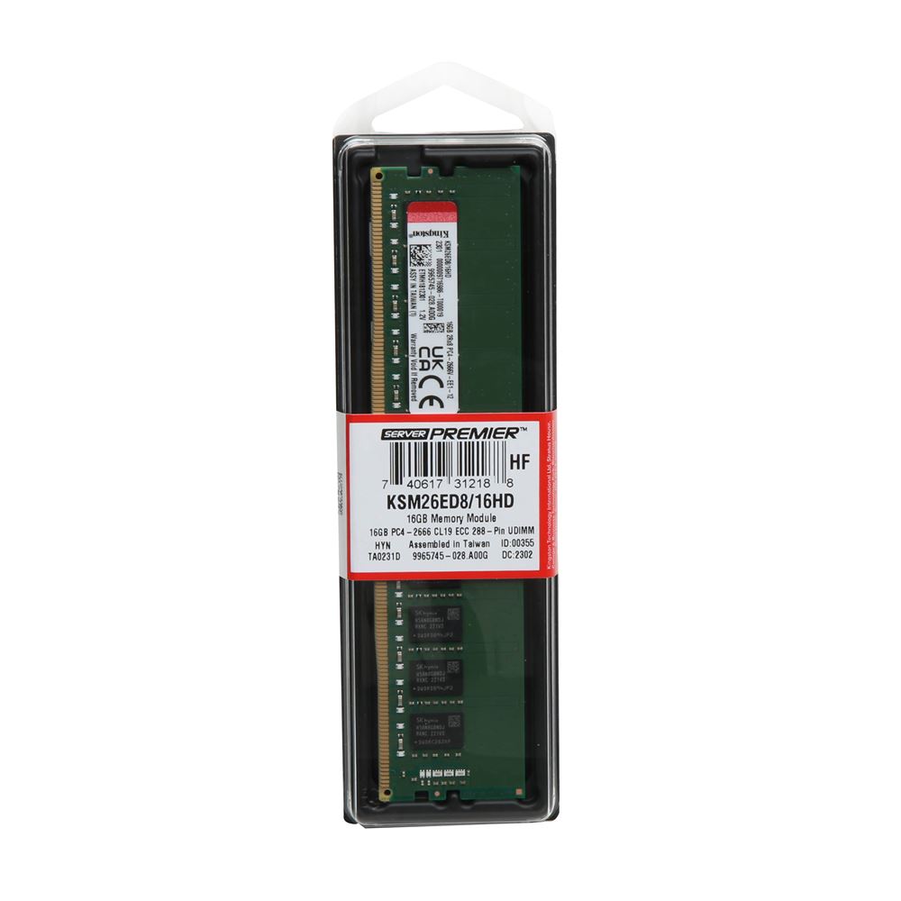 Kingston 16GB DDR4-2666 PC4-21300 CL19 Single Channel ECC Server Memory Module KSM26ED8/16HD ...