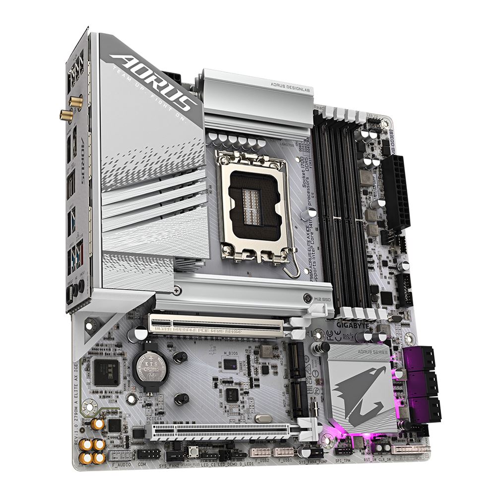 Gigabyte Z790M AORUS Elite AX Ice Intel LGA 1700 microATX Motherboard - Micro Center