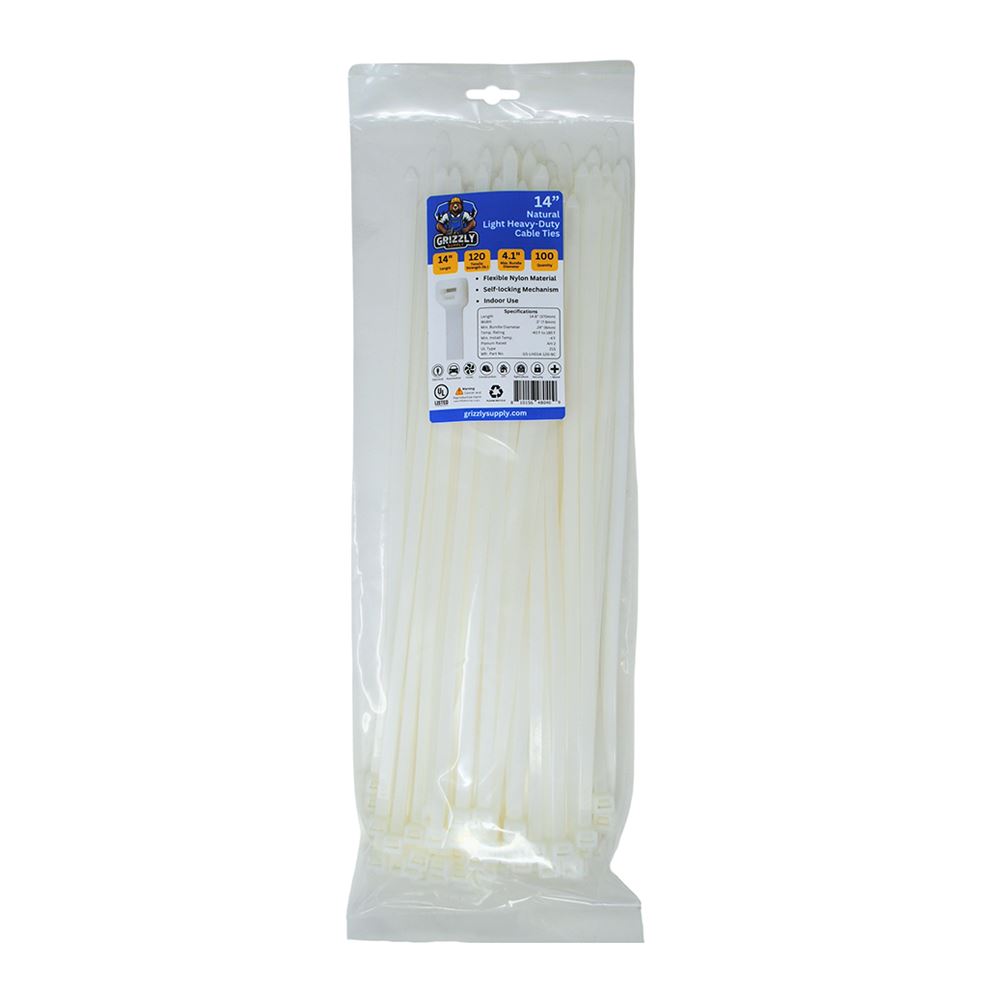 Cable Ties Unlimited 14" 120lb Cable Tie 100/bag - Natural - Micro Center