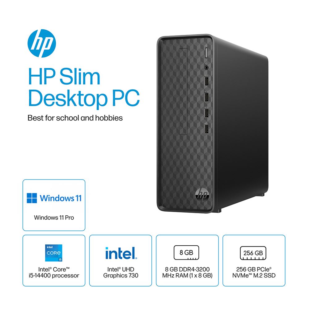 HP Slim Desktop S01-pF4011 Computer; Intel Core i5 14th Gen 14400 1 ...