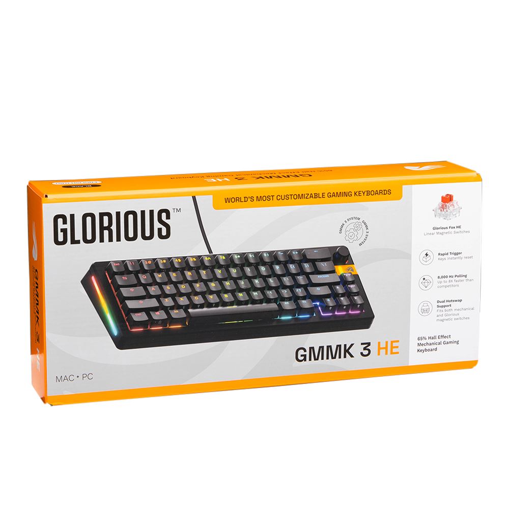Glorious GMMK 3 HE 65% Prebuilt RGB Wired Mechanical Gaming Keyboard ...