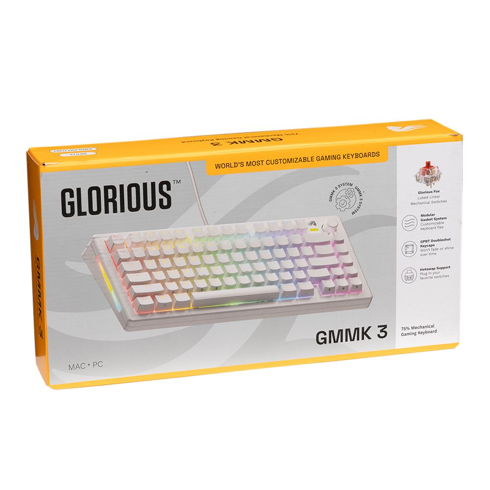 Glorious GMMK 3 75% Prebuilt Wired RGB Mechanical - White; Glorious Fox ...